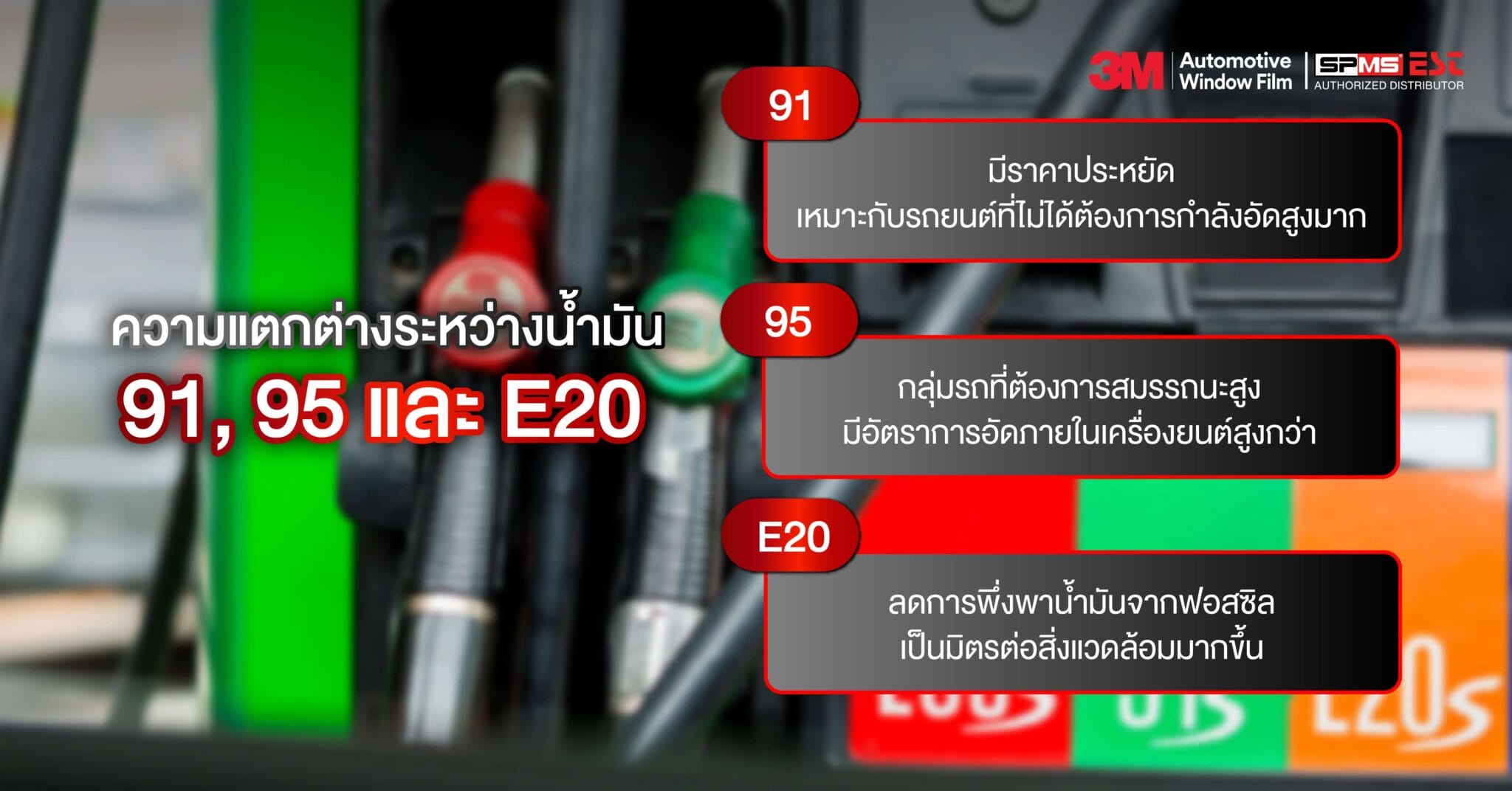 เช็กให้ชัวร์! 91, 95 กับ E20 ผสมกันได้ไหม เติมน้ำมันผิดต้องทำอย่างไร - SPMS-EST - ฟิล์มกรองแสง ...